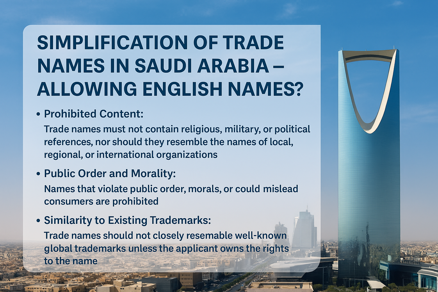 Simplification of Trade Names in Saudi Arabia – allowing English names ...